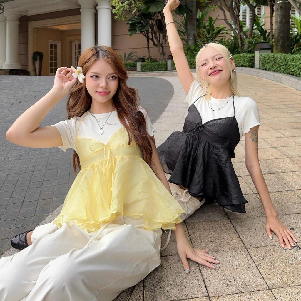 AB HOUSE - [MUA 1 TĂNG 1 ÁO TRON TRẮNG] Áo 2 dây dáng rộng babydoll ...