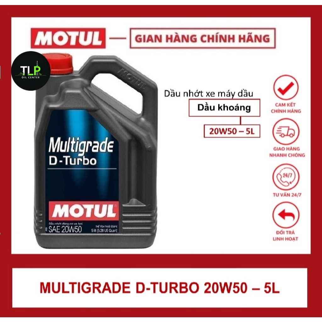 DẦU NHỚT DÀNH CHO XE OTO MÁY DẦU MOTUL MULTIGRADE D-TURBO 20W50 5L ...