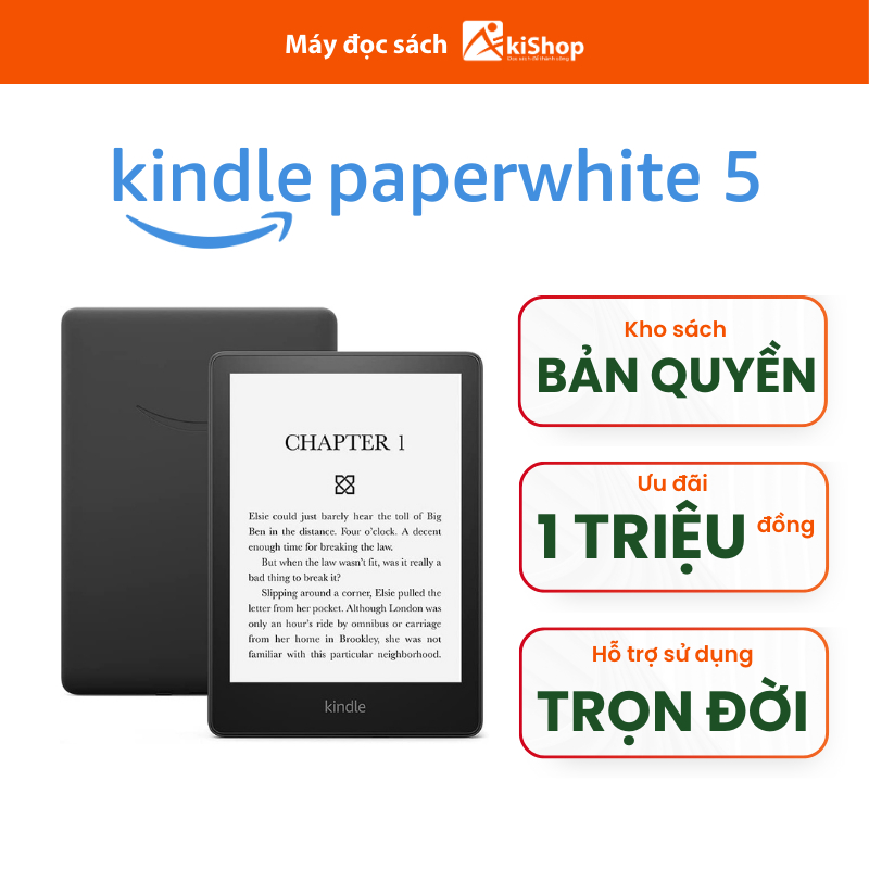 Máy đọc sách Kindle Paperwhite 5 8GB/16GB kèm cover chính hãng Amazon ...