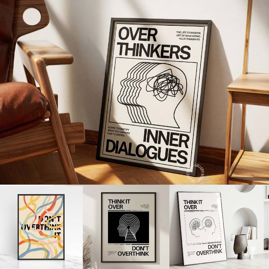 Tranh Over Thinking - Tranh Động Lực - Tranh Văn Phòng Trắng Đen ...