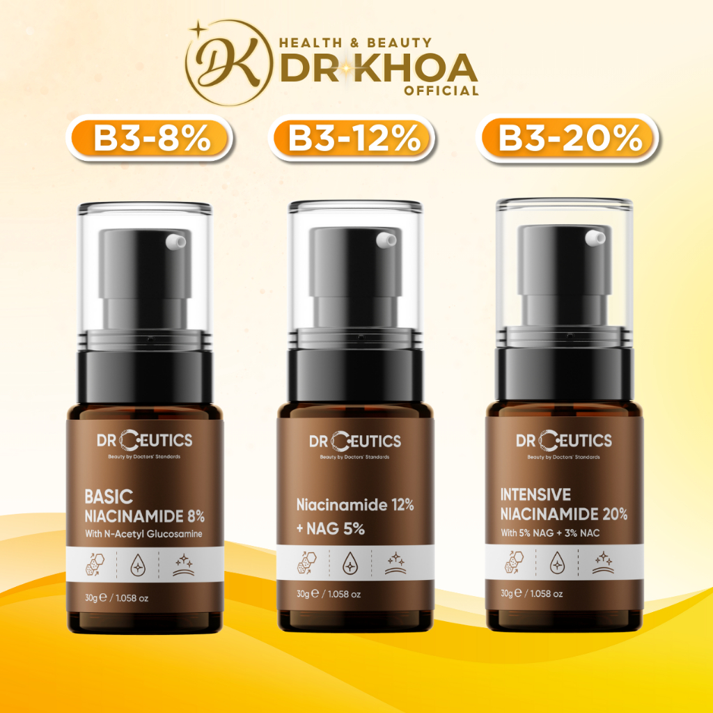 Serum DrCeutics Niacinamide Basic 8%, B3 12%, B3 20% Giảm Mụn, Mờ Thâm Sáng Da, Kiềm Dầu 30g/40g ...