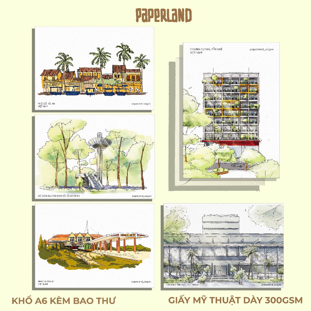THIỆP TRANH VẼ CÁC CÔNG TRÌNH KIẾN TRÚC VIỆT NAM | KHỔ A6 | giấy mỹ ...