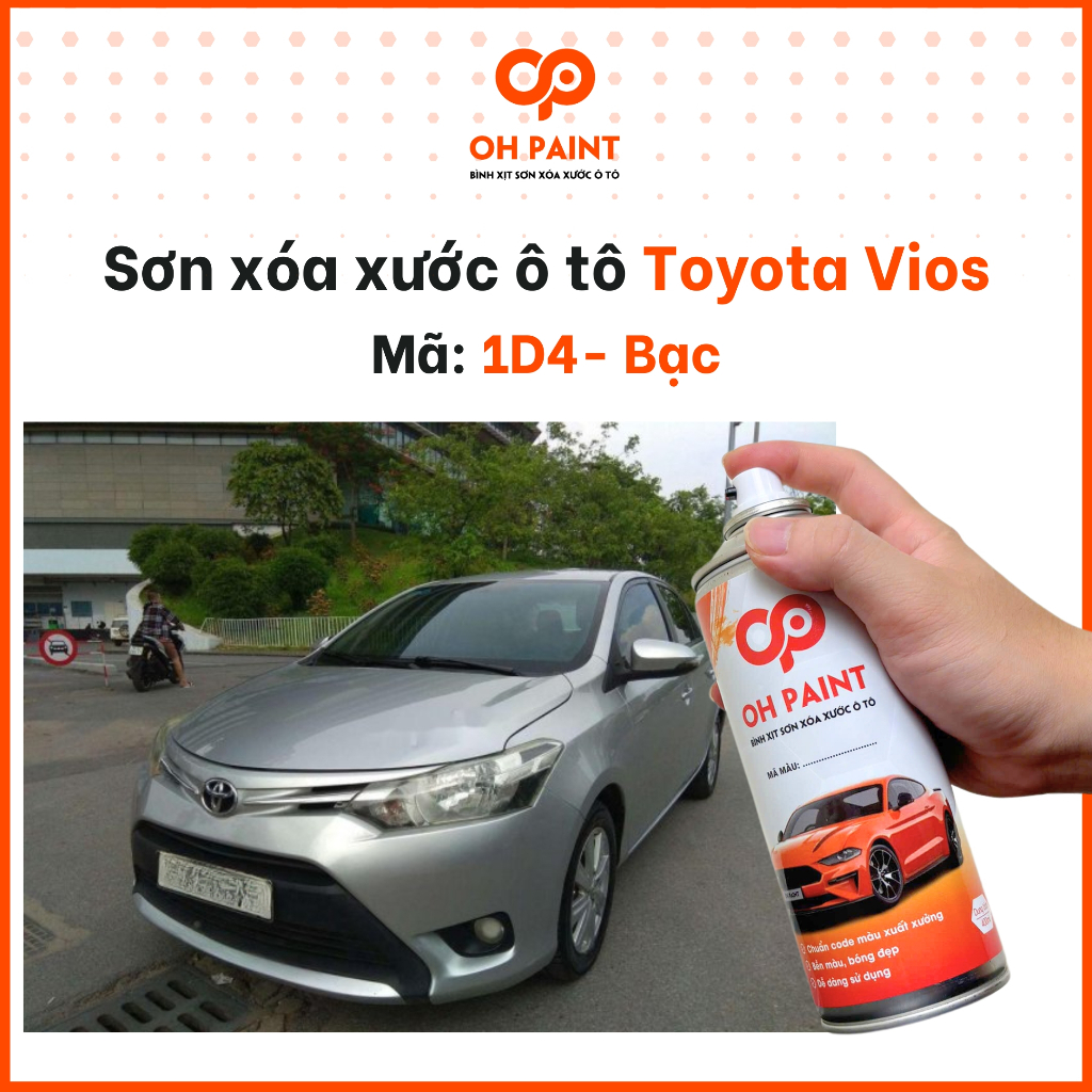 Sơn Xịt Xóa Vết Xước Cho Xe TOYOTA VIOS Màu BẠC SÁNG code 1D4 - SILVER ...