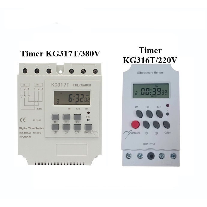Bộ timer hẹn giờ KG316T, KG317T cài đặt 16 chương trình cho 1 pha 220V ...