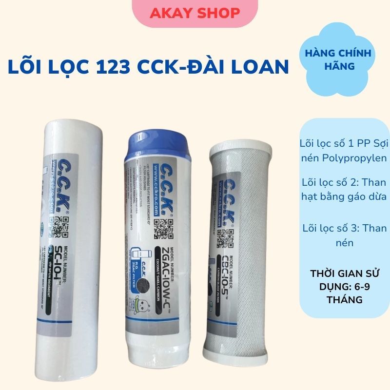 Bộ lõi lọc 123 chính hãng CCK Taiwan cho máy Kiềm, máy RO | Shopee Việt Nam