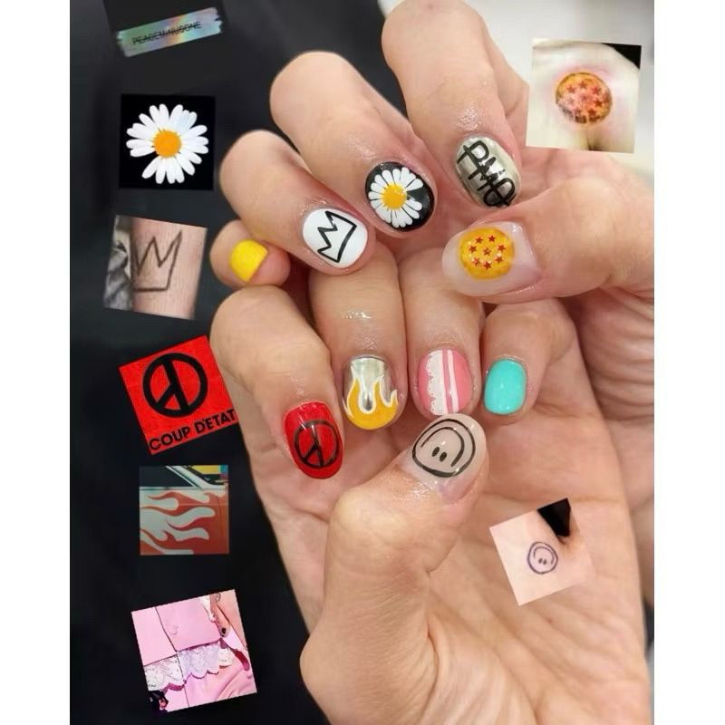 GD103 NAILBOX ngắn thiết kế G Dragon, nail box nam nữ, nail cover ...