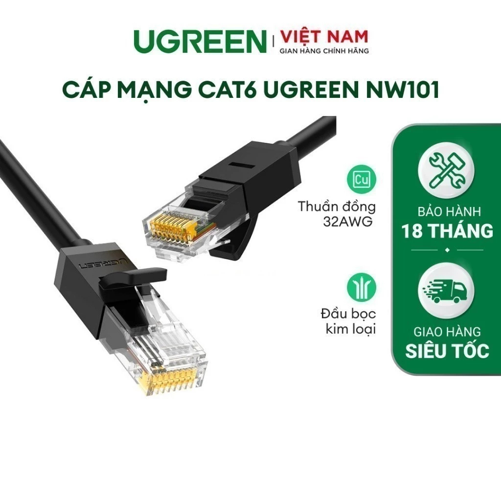 Cáp mạng Cat6 UTP 24AWG/32AWG RJ45 UGREEN NW101 Hỗ trợ tốc độ cao | Chiều dài từ 0.5-10m Bảo ...