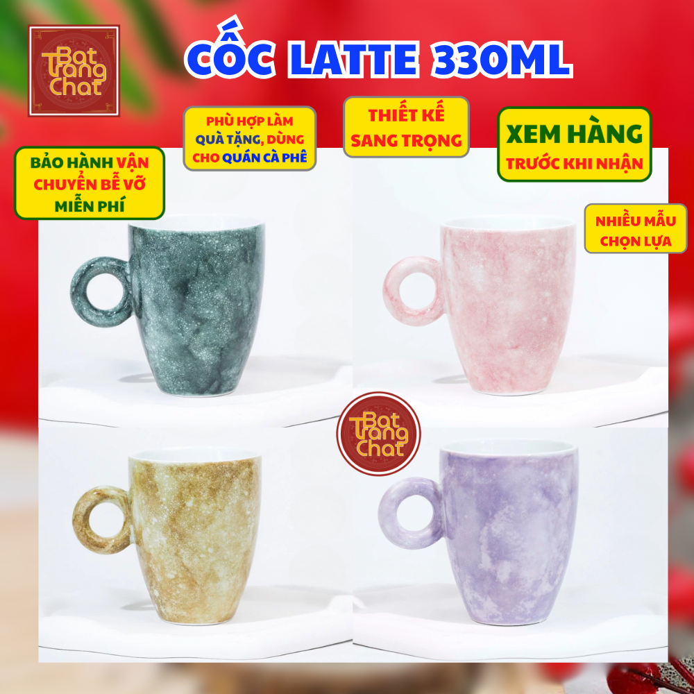 Ly Cà Phê, Ly Latte 330ml, Cốc Sứ Uống Nước Men Vân Đá Bát Tràng Cao ...