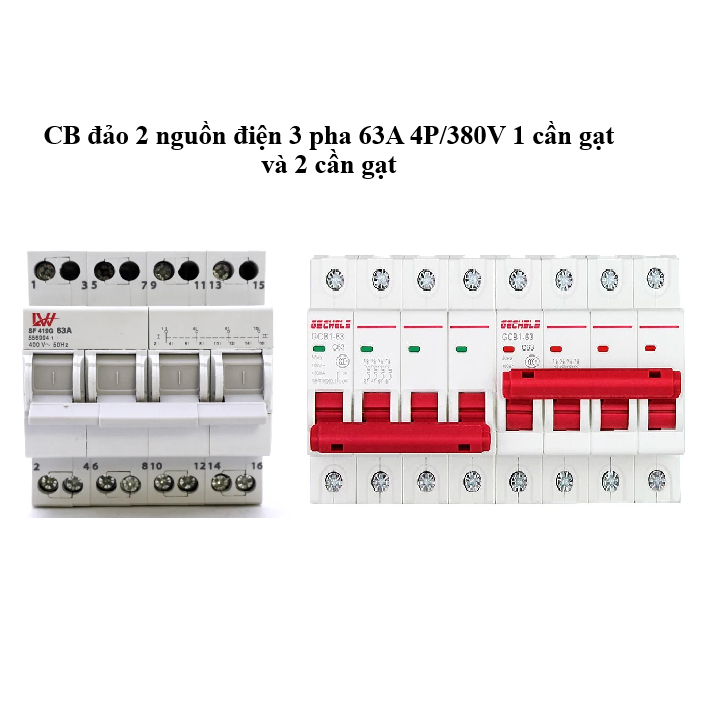 CB đảo 2 nguồn điện 3 pha 4P 63A 380V loại 1 cần gạt và 2 cần gạt | Shopee Việt Nam
