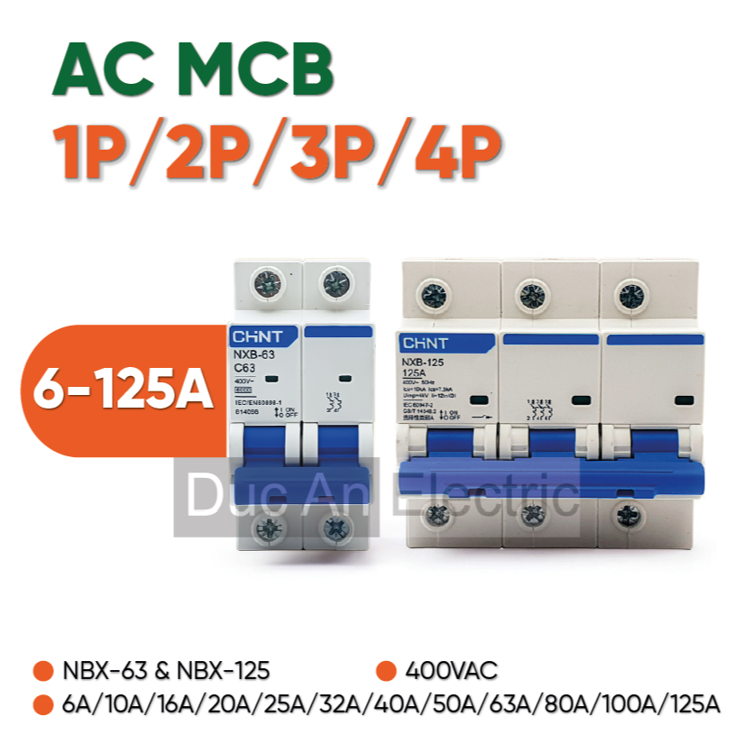 MCB Chint 6A÷125A 1P / 2P / 3P / 4P bảo vệ quá tải và ngắn mạch ...