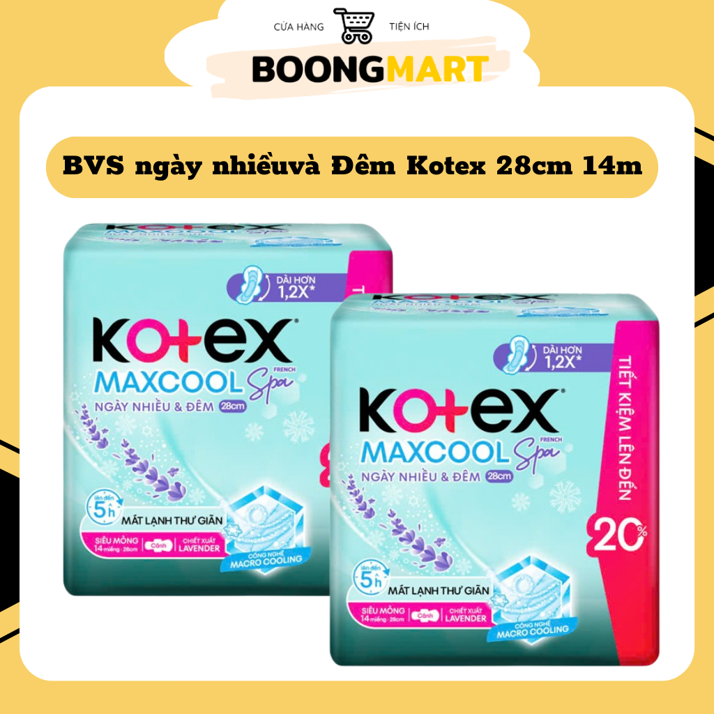 Băng vệ sinh Kotex ngày nhiều và Đêm Maxcool 28cm 14 miếng | Shopee Việt Nam