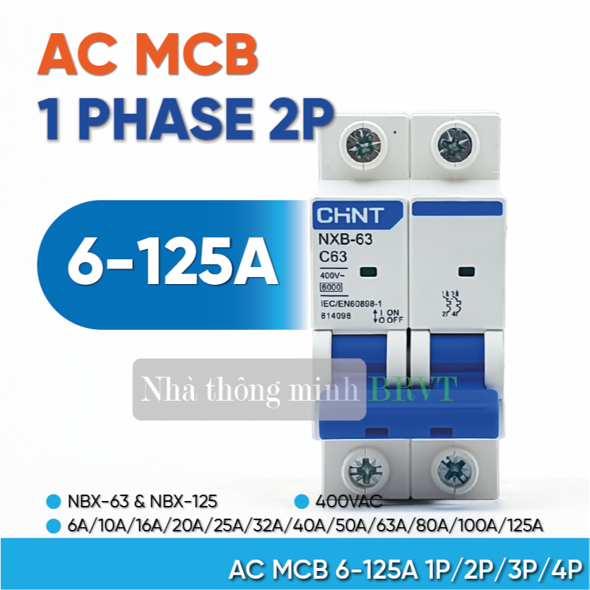 Aptomat Chint 6A÷125A 1 pha 2P bảo vệ quá tải và ngắn mạch 6A-10A-16A-20A-25A-32A-40A-50A-63A ...