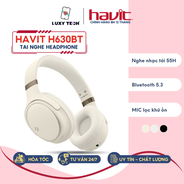 【Hỏa Tốc HCM】Tai Nghe Bluetooth Headphone HAVIT H630BT Driver 40mm, BT v5.3, Gập Tiện Lợi, Pin ...