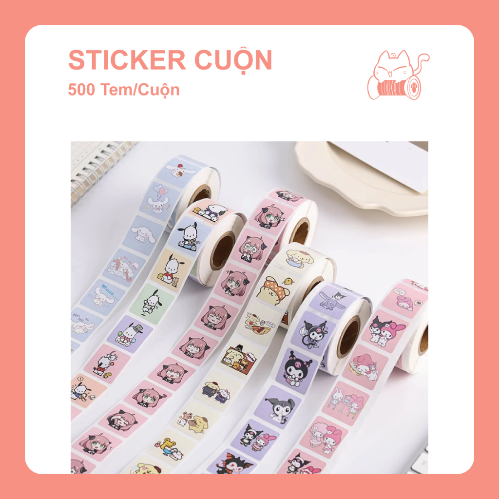 Cuộn Sticker 500 tem trang trí quà tặng - Nhãn dán, sticker cuộn, tem ...