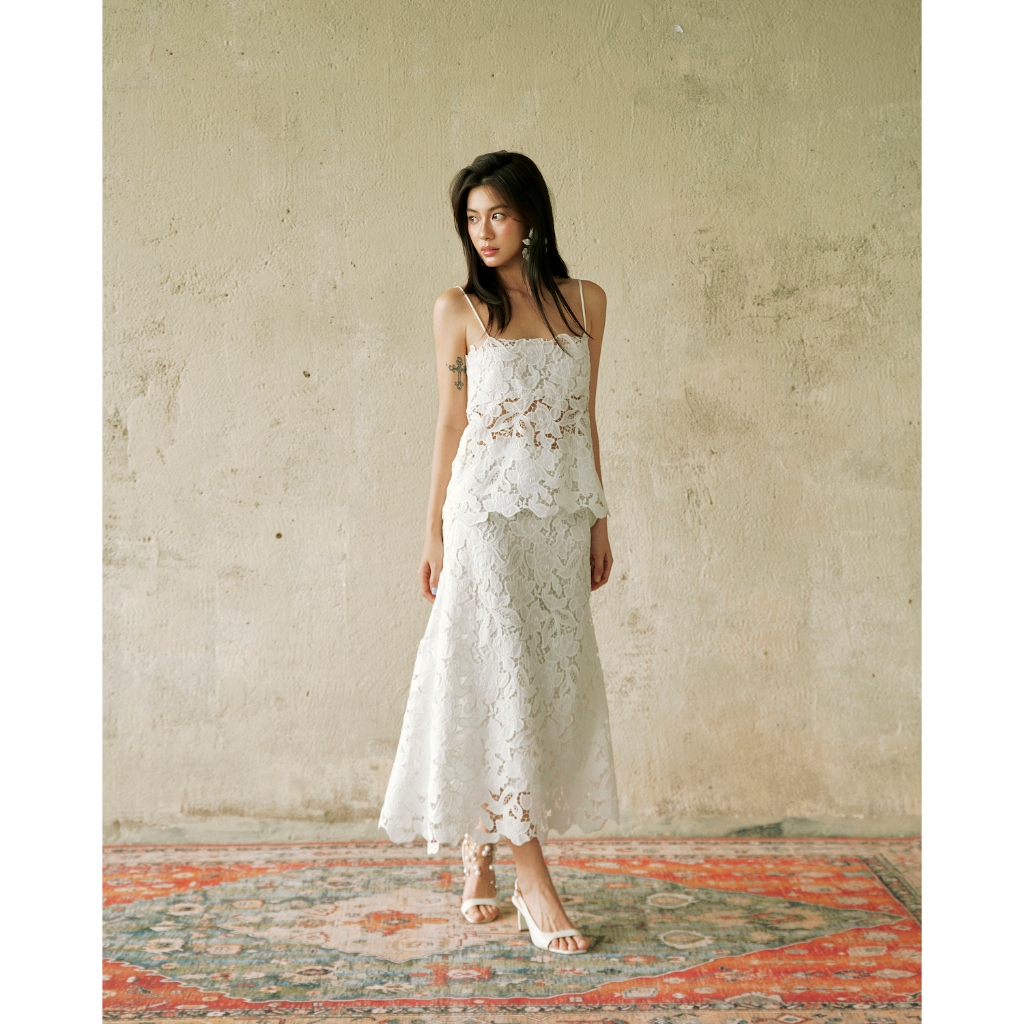 Váy Ren Dáng Chữ A | Eden Midi Skirt | CHEN Inspired | Shopee Việt Nam