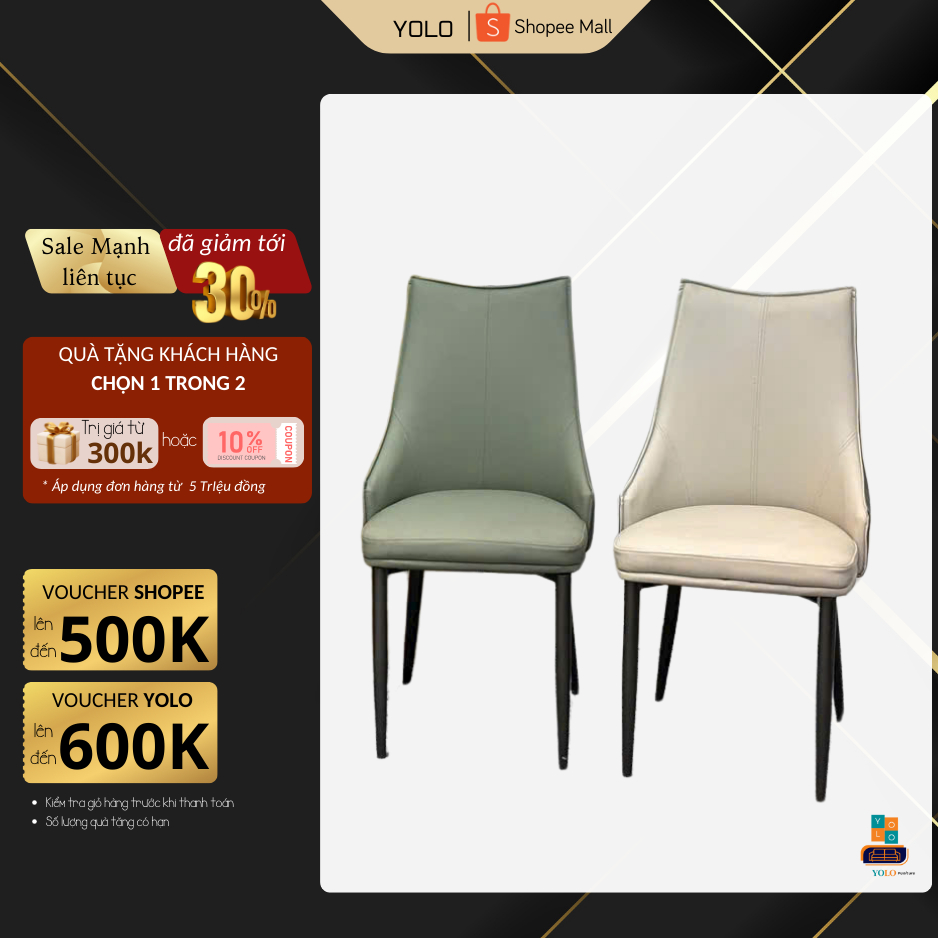 Ghế ăn YOLO T103 bọc da chống mèo cào,chân sắt,nhập khẩu cao cấp hiện đại | căn hộ chung cư gia ...