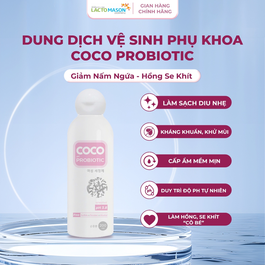 Dung Dịch Vệ Sinh Phụ Khoa Nữ, Vùng Kín COCO PROBIOTIC 200ml Giảm Mùi Hôi, Huyết Trắng, Nấm Ngứa ...