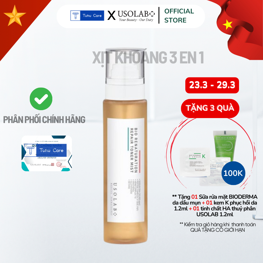 Xịt khoáng và toner 2in1 trắng da, phục hồi USOLAB - Bio Renaturation ...
