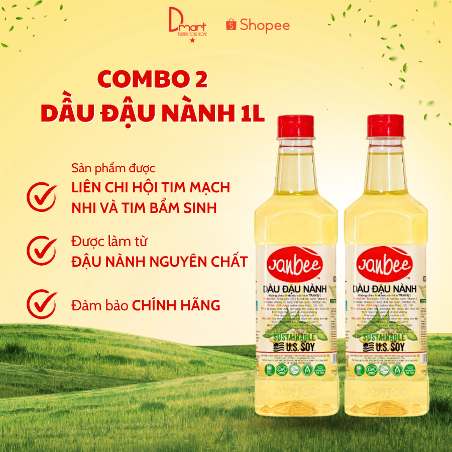 COMBO 2 CHAI Dầu Đậu Nành Janbee - Dầu Ăn Thực Vật Nguyên Chất, Giàu ...