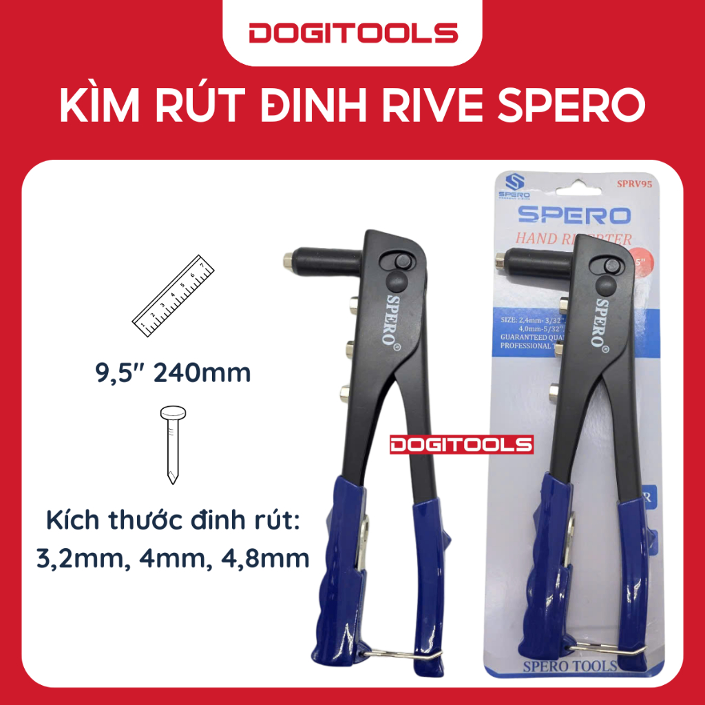 Kìm Rút Đinh RIVE SPERO 9,5' 240mm, Kiềm Rút Đinh Tán Thép Hợp Kim, Kìm ...