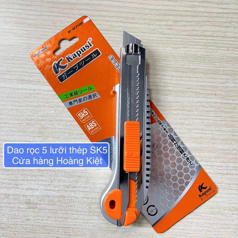 Dao rọc giấy lớn thay lưỡi liên tục Kapusi JAPAN, dao trổ 5 lưỡi 18mm thép SK5 siêu sắc, cắt ...