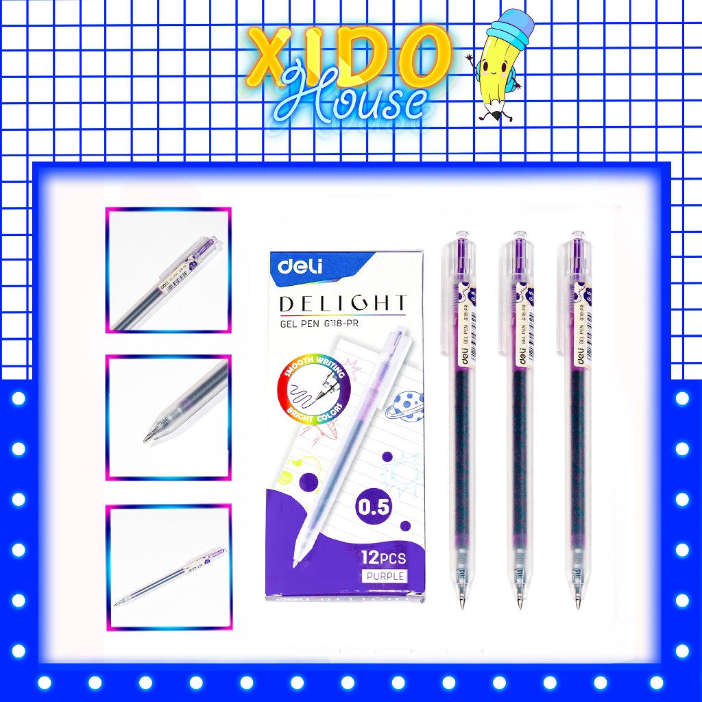 Hộp 12 cây Bút gel Deli G118, 3 màu mực, ngòi 0.5mm – VPP.XIDO | Shopee ...