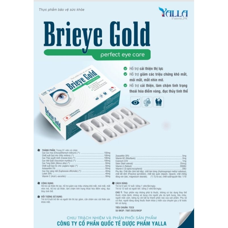 Viên bổ mắt Brieye Gold Astaxamthin, Zeaxanthin hộp 30 viên | Shopee ...