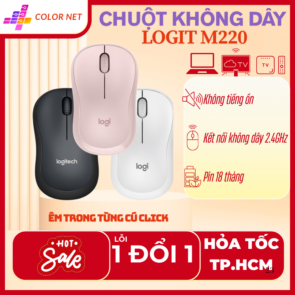 Chuột Máy Tính Không Dây Logitech M220 – Êm Ái – Không Tiếng Ồn – Kết ...