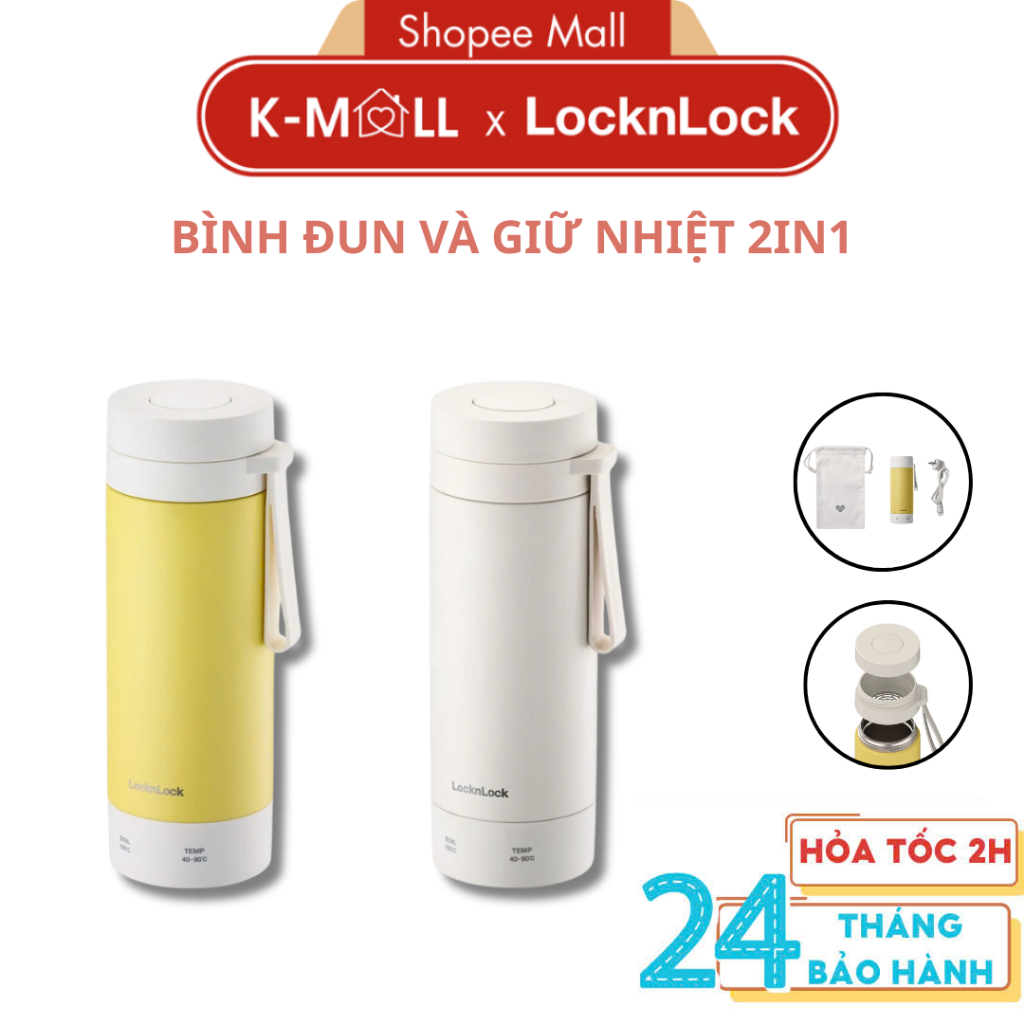 Bình Đun Giữ Nhiệt 2in1 LocknLock Heating Tumbler EJC723 300ml, 2 Màu, Giữ Ấm 8 Cấp Độ, KHÔNG ...