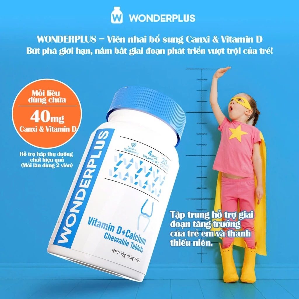 Viên Nhai Bổ Sung Canxi & Vitamin Wonderplus 30g Giảm Đau Nhức Xương ...