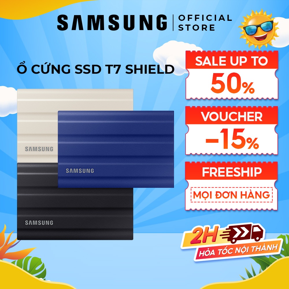 Ổ cứng di động SSD Samsung Portable T7 Shield NVMe PCIe USB 3.2 Gen 2 tốc độ đến 1.050 MB/s loại ...