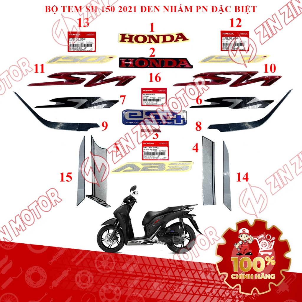 Tem Xe SH 150i Đen Nhám, Tem Rời SH 2021 2022 Phiên Bản Đặc Biệt Chính ...