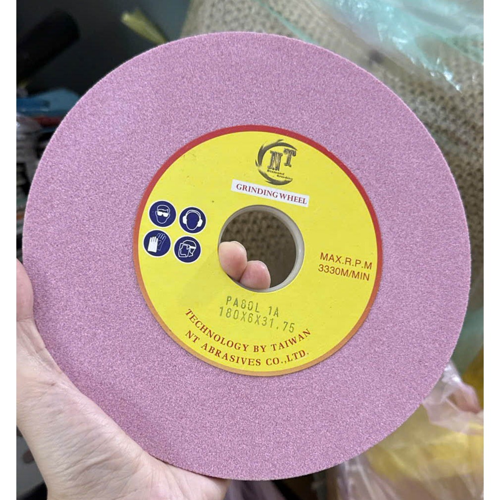 Đá mài thép cứng Đài Loan 180x6x31.75 mài tinh cát 80, chuyên mài thép SKD11, thép sau nhiệt ...