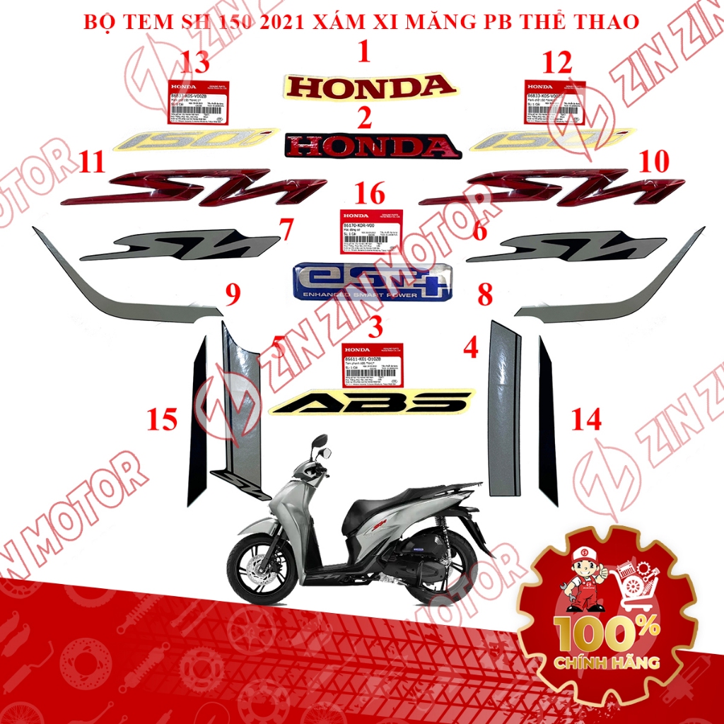Tem Xe SH 150i Xám Xi Măng, Tem Rời SH 2021 2022 Phiên Bản Thể Thao ...