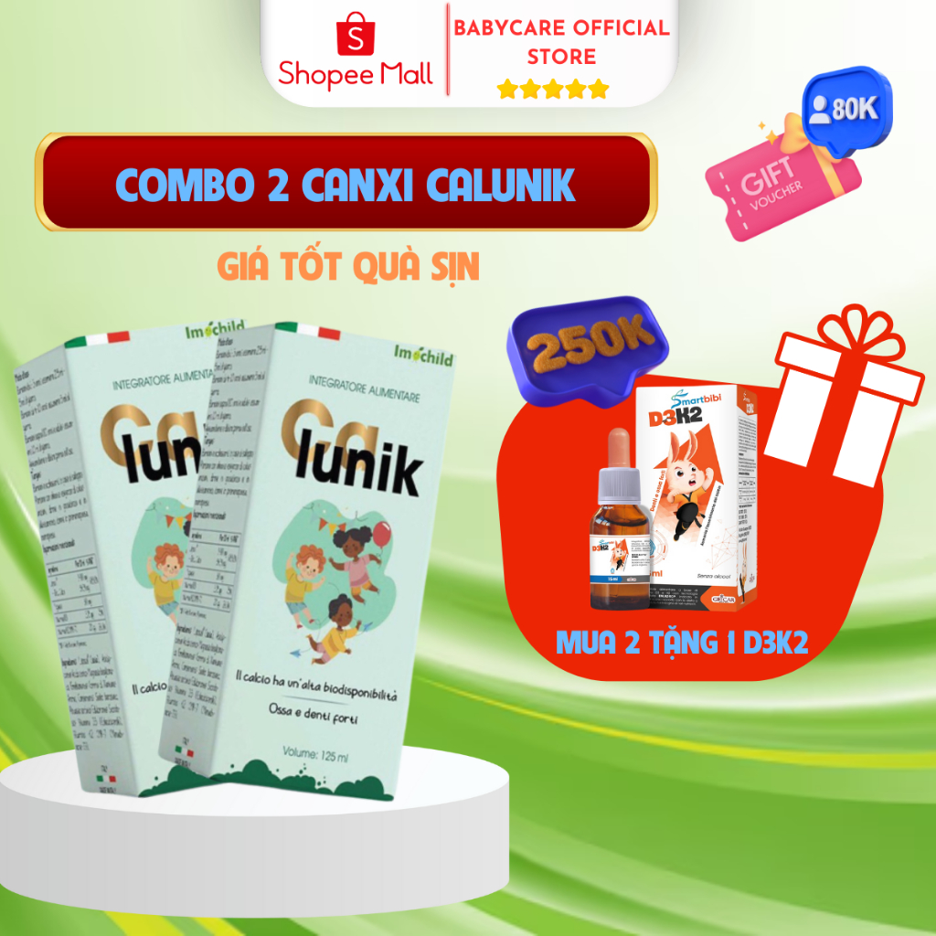 [MUA 2 TẶNG 1 D3] Canxi sinh học Calunik Imochild cho bé bổ sung ...