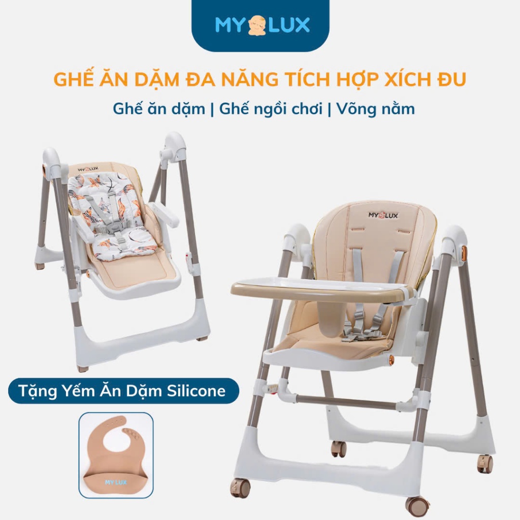 Ghế Ăn Dặm Đa Năng MYLUX 3in1 Tích Hợp Xích Đu Điều Chỉnh Độ Cao Ngả ...