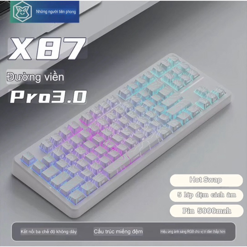 Bàn phím EWEADN X87 bản Pro 3.0 - 3 chế độ kết nối - Đèn led RGB - Hot Swap - 87 phím | Shopee ...