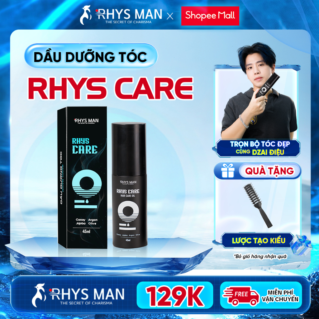 Dầu dưỡng tóc hương nước hoa RHYS MAN giảm khô xơ, giúp tóc bóng mượt, chắc khoẻ Rhys Care 45ml ...