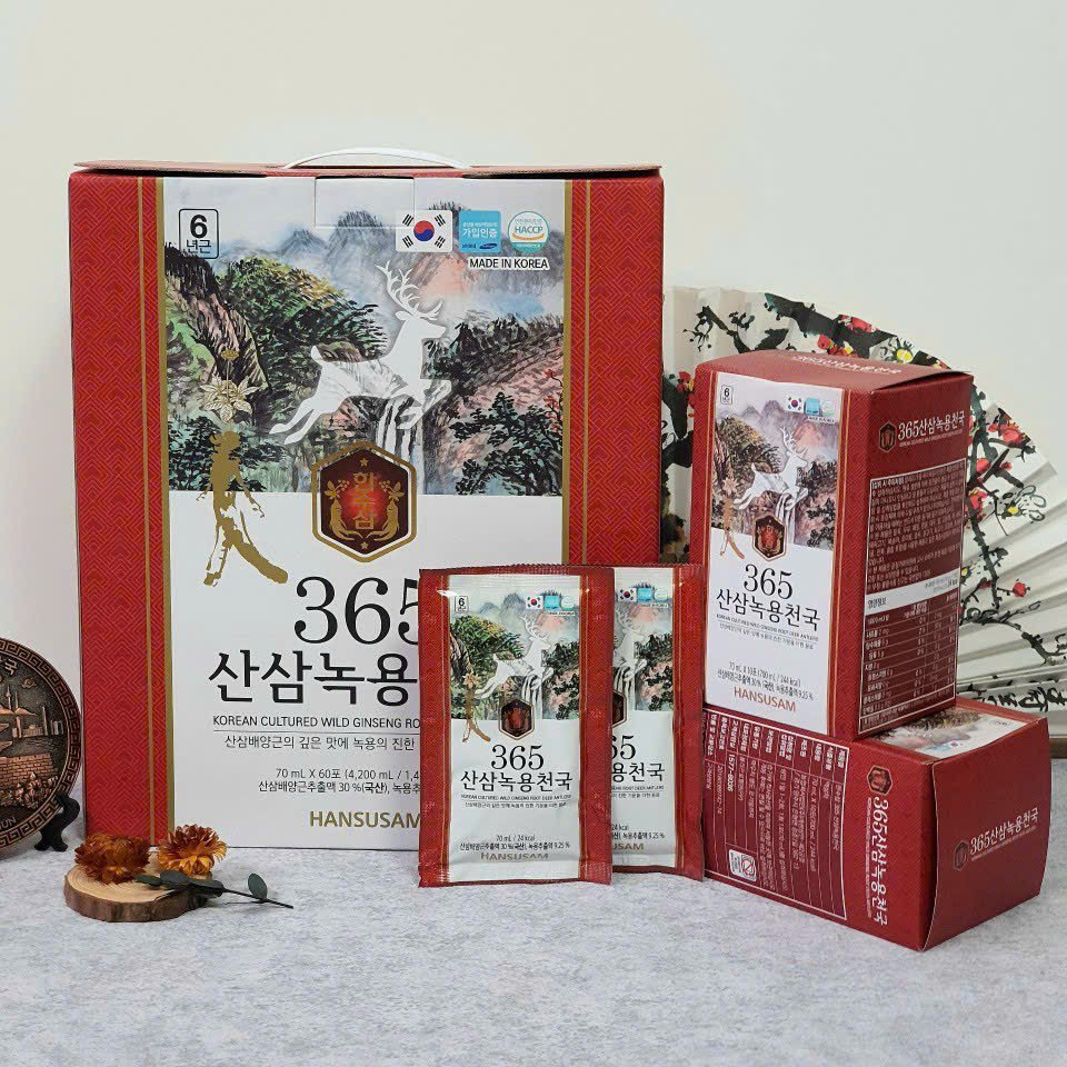[Chính Hãng - 30 gói] Nước uống Hồng sâm nhung hươu linh chi 365 ...