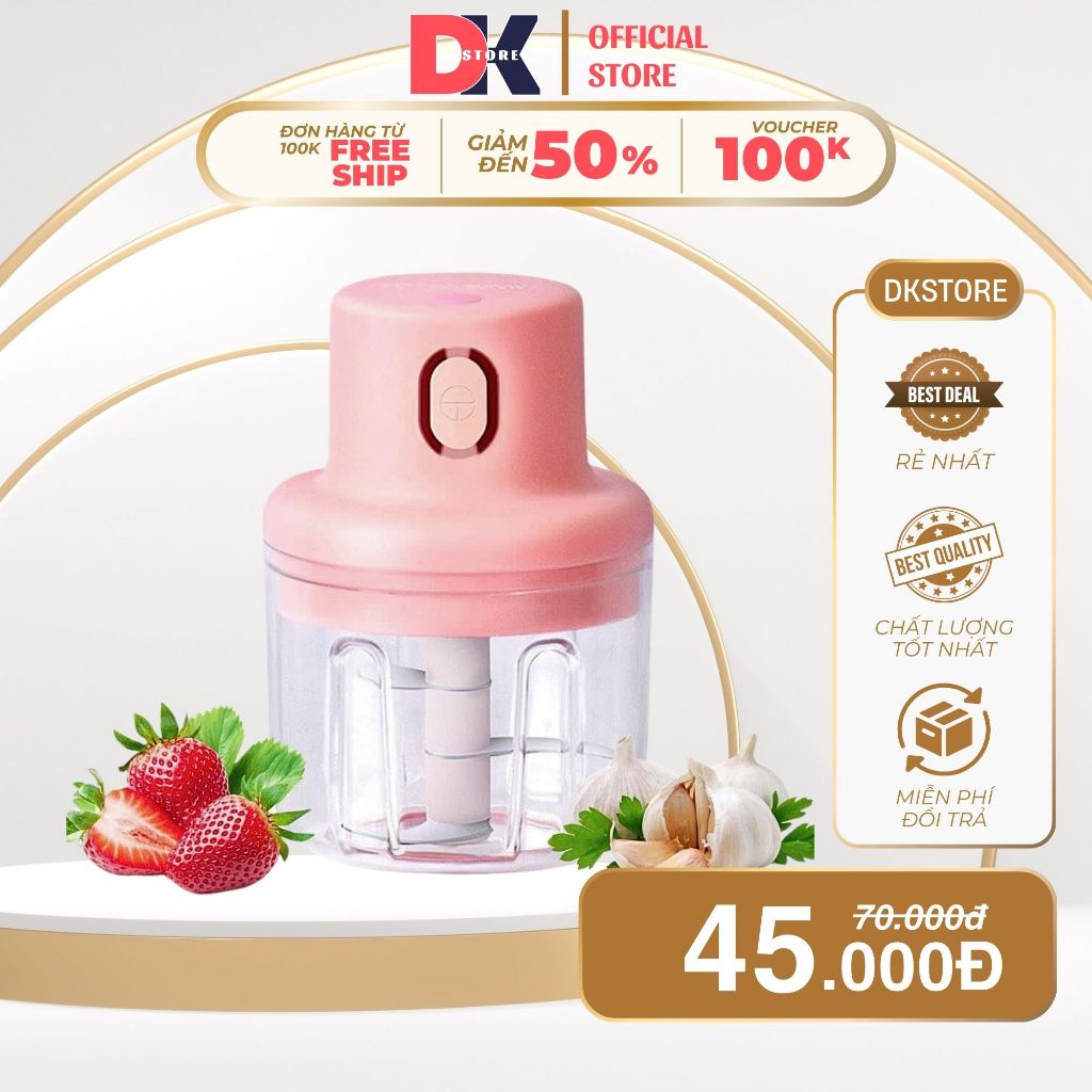 Máy xay tỏi ớt gia vị mini, máy xay đồ ăn dặm đa năng dung tích 250ml ...