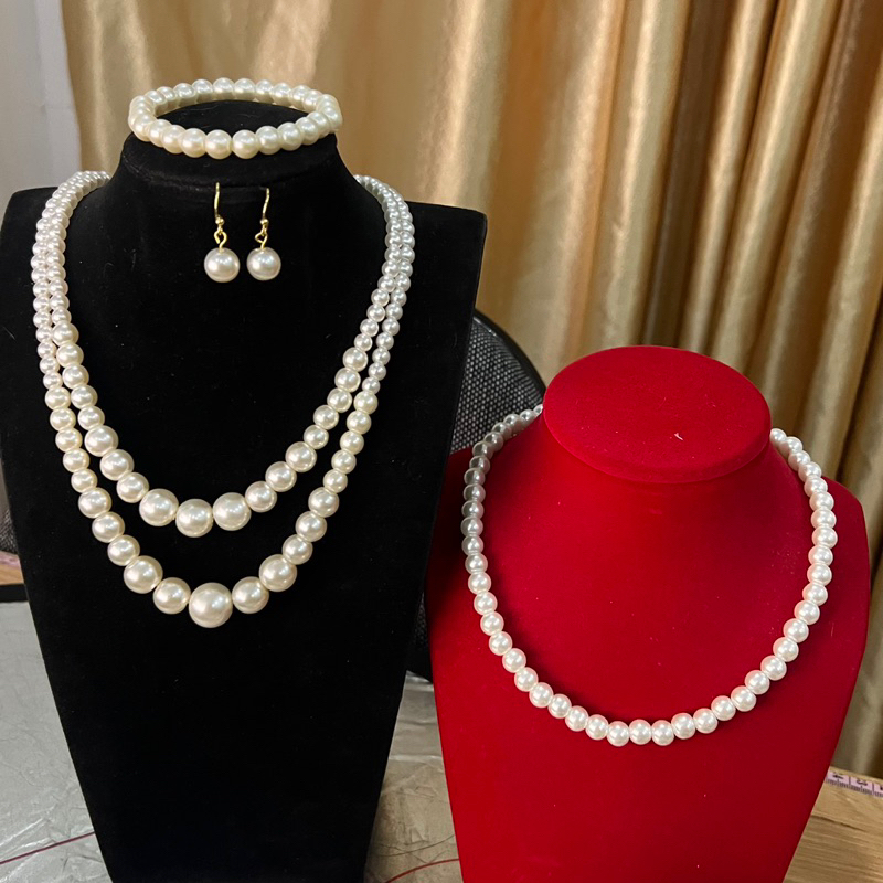 [ DAISYN ] N972 bộ vòng cổ ngọc nhân tạo 4 món , vòng tay ngọc , bông ...