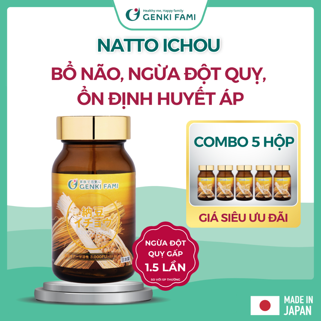 Combo Viên Uống Bổ Não, Ngừa Đột Quỵ Tai Biến, Giúp Ngủ Ngon Nattokinase 3000FU Natto Ichou ...