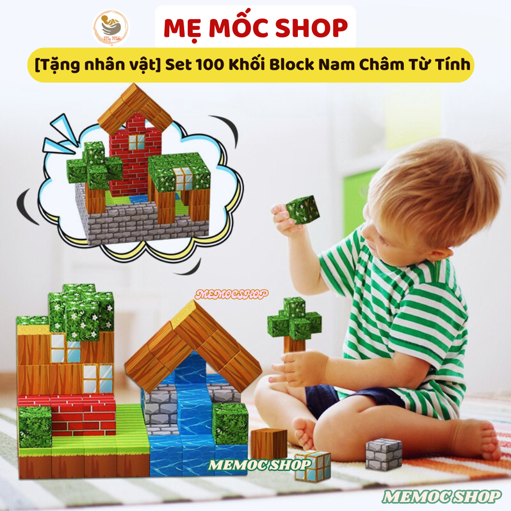 [Tặng nhân vật] Set 100 Khối Block Nam Châm Từ Tính Đồ Chơi Mô Hình Lắp ...