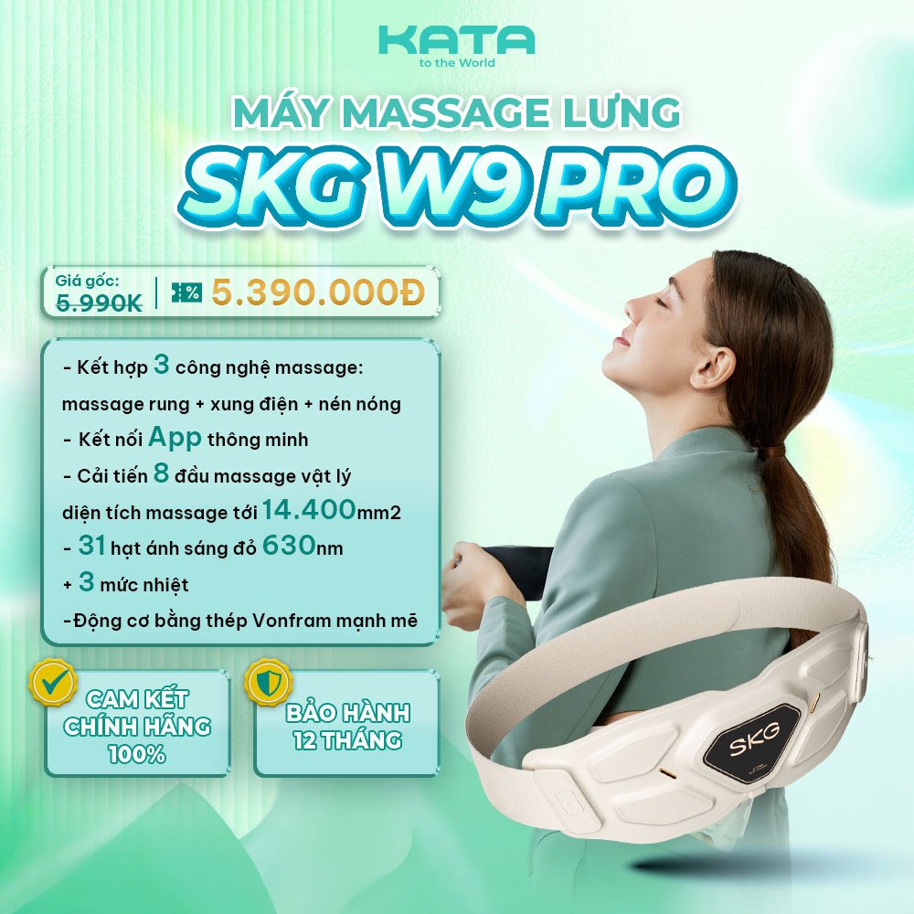 Máy Massage Lưng Bụng SKG W9 PRO Kết Hợp Massage Xung Điện Nén Nóng Động Cơ Thép Vonfram Kết Nối ...