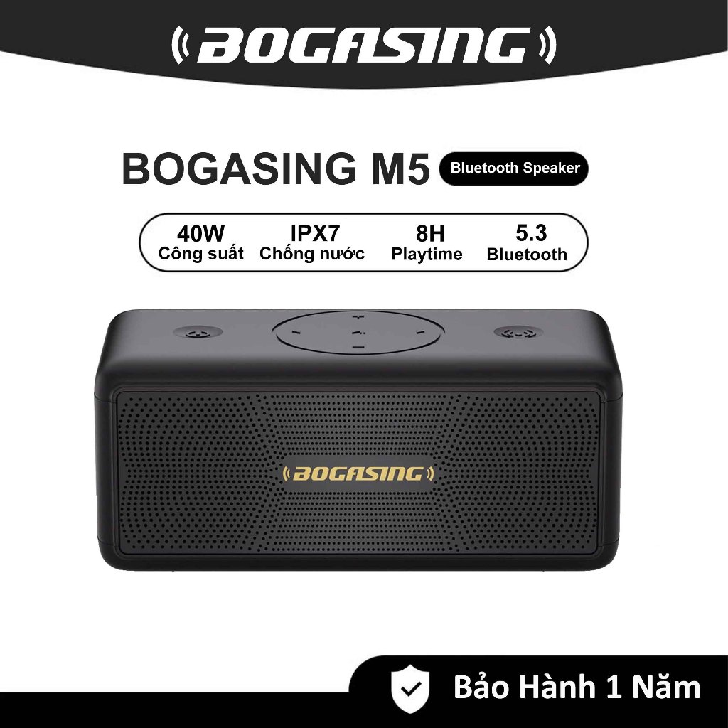 Loa Bluetooth BOGASING M5 công suất 40W, chống nước IPX7, Bluetooth 5.3 ...