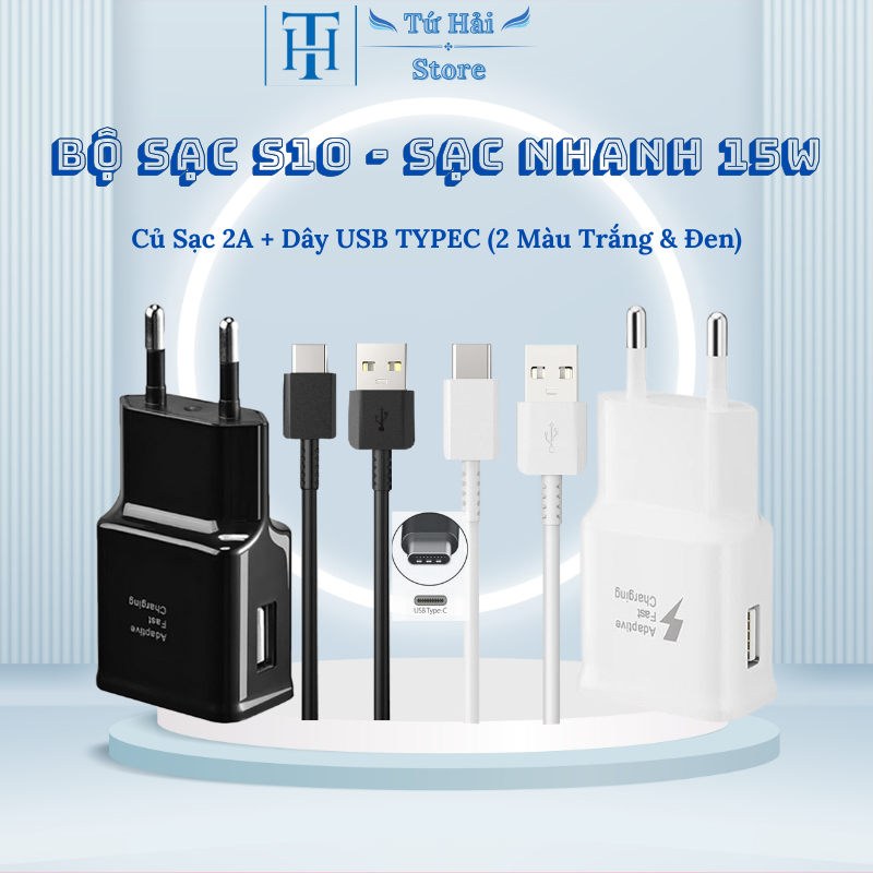 Bộ Sạc Nhanh SS 15W - Củ 2A + Cáp USB TYPEC Tương Thích SS S8, S9, S10, Note 8, Note 9 ...