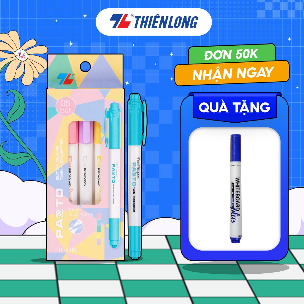 Hộp 5 bút dạ quang 2 đầu màu Pastel Thiên Long Pazto HL-016 - Màu ...