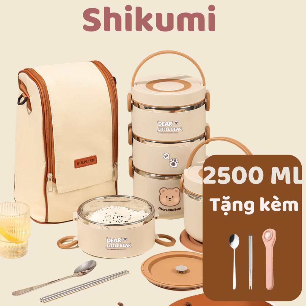 Hộp cơm, cà men đựng cơm giữ nhiệt Inox304 lúa mạch SHIKUMI 1/2/3 tầng ...