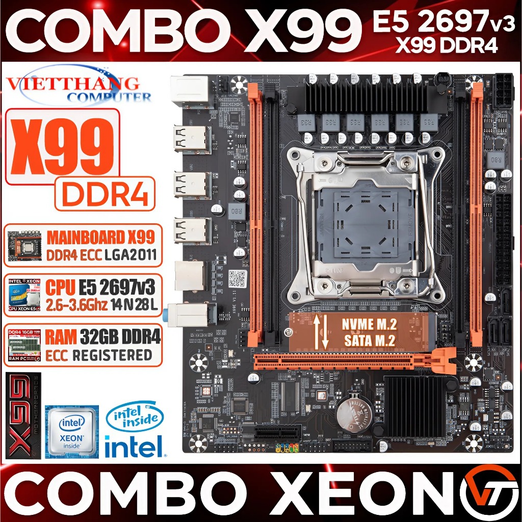 Combo X99 DDR4 Chạy giả lập - Main X99 DDR4 OEM + CPU Xeon E5 2697v3 ...