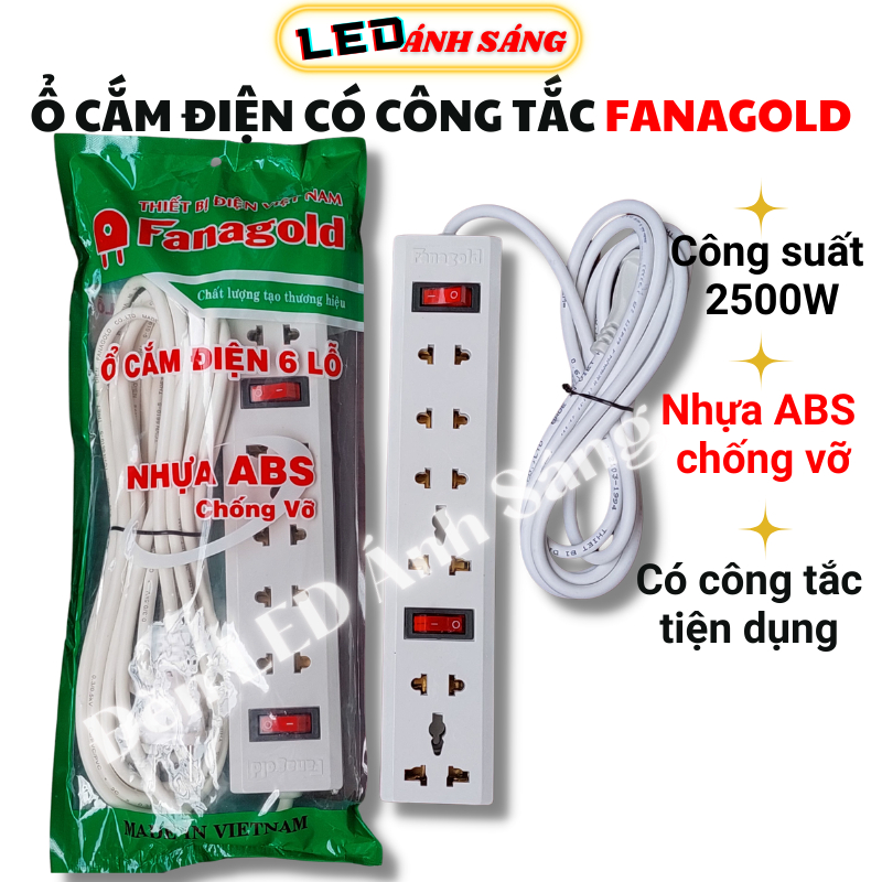Ổ cắm điện Fanagold có công tắc chịu tải 2500W dây dài 3m, 5m | Shopee ...